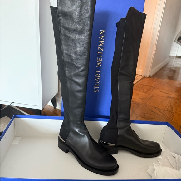 Stuart Weitzman | Shoes | Stuart Weitzman Black Bold Logo Overtheknee ...